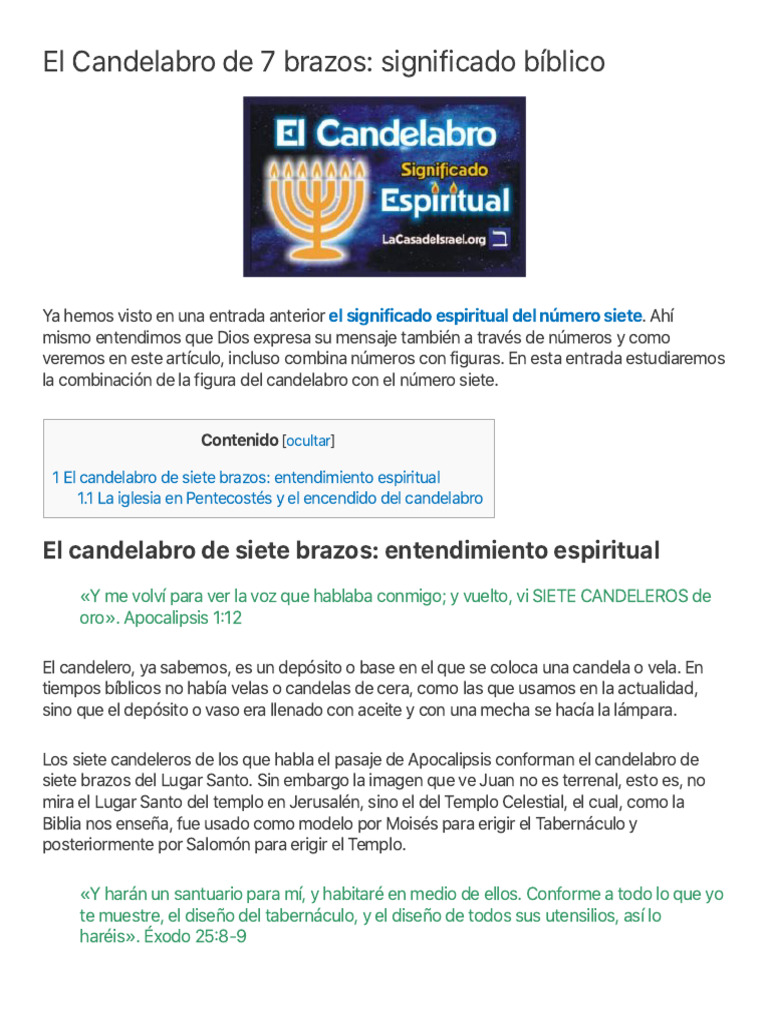 El Candelabro de 7 Brazos - Significado Bíblico - La Casa de Israel ...