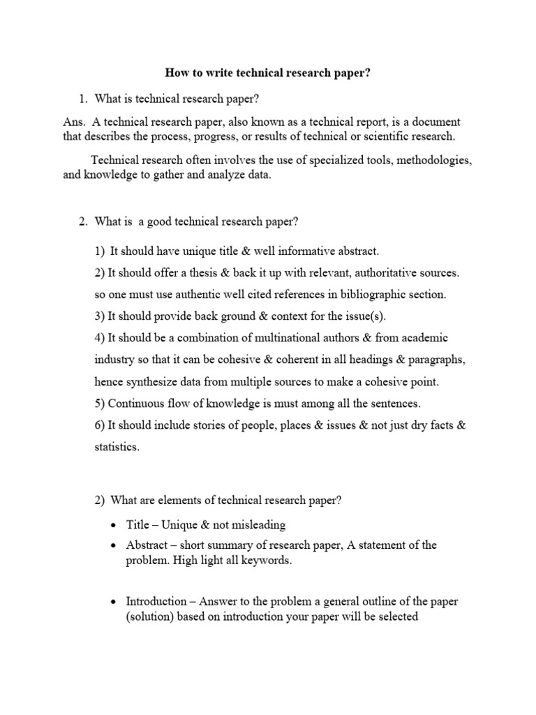How To Write Technical Research Paper | Download Free PDF | Abstract ...