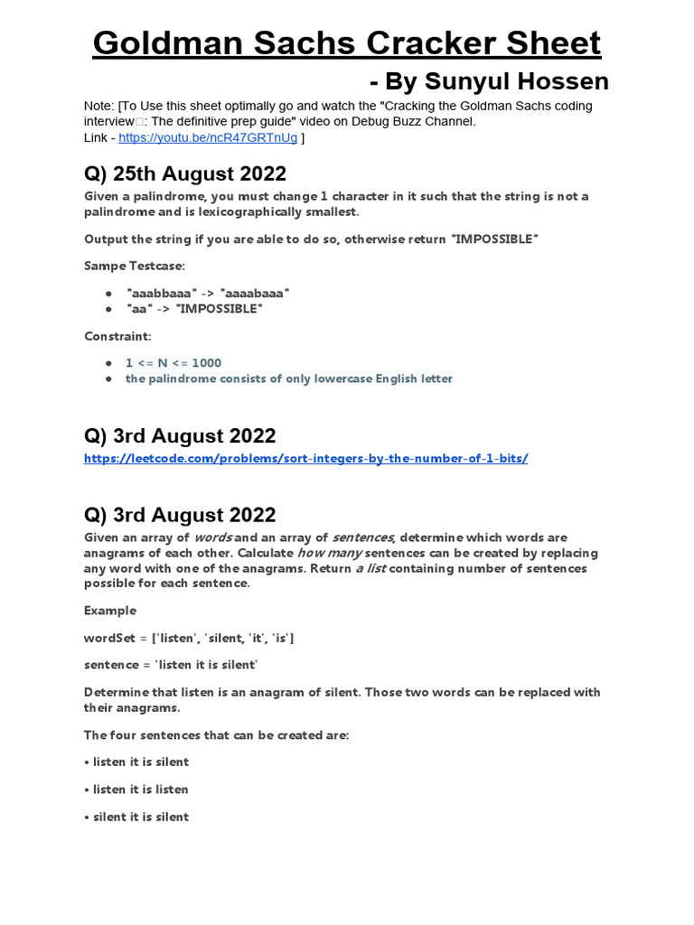 Goldman Sachs Cracker Sheet | PDF