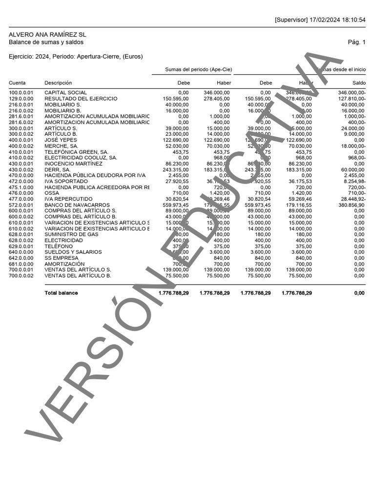 Balance de Sumas y Saldos | PDF