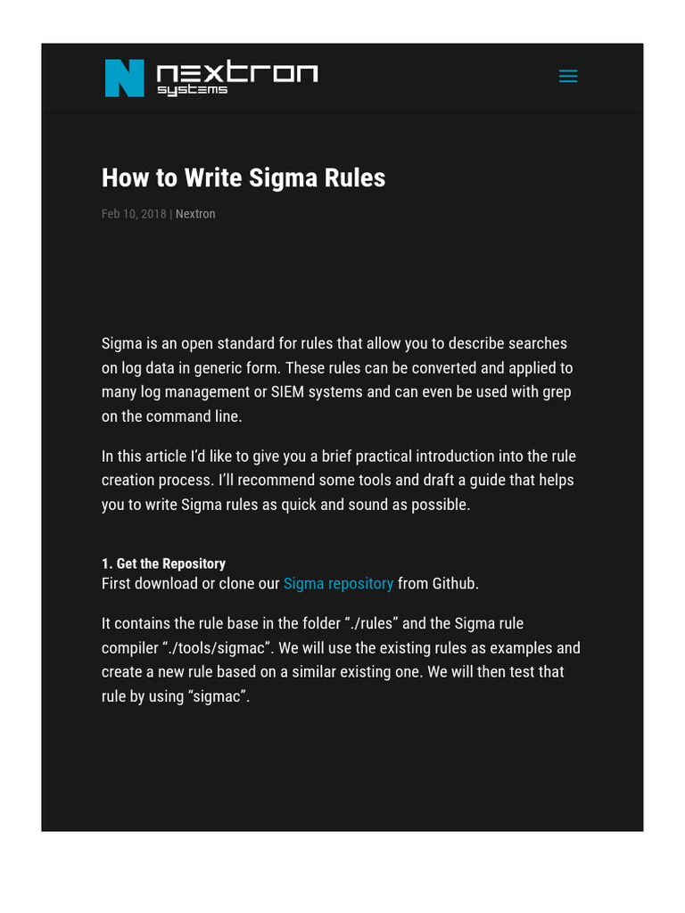 How To Write Sigma Rules - Nextron Systems | PDF