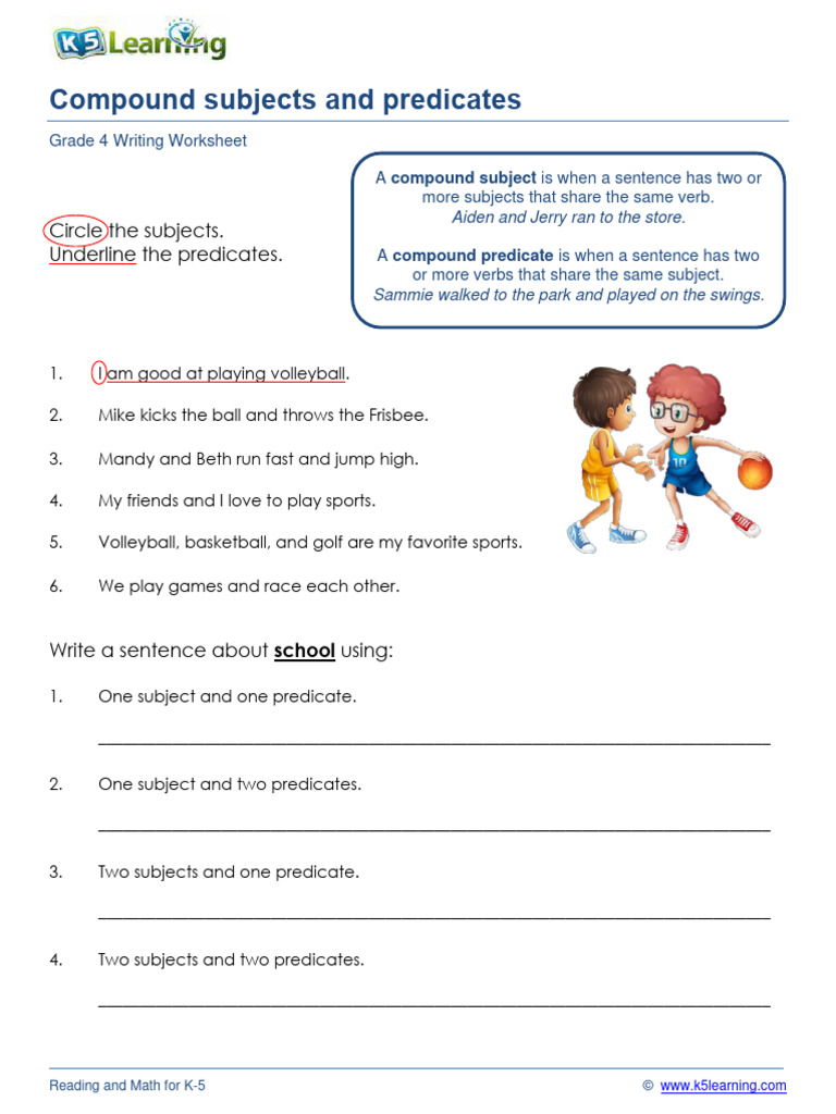 Grade 4 Compound Subjects Predicates B | PDF