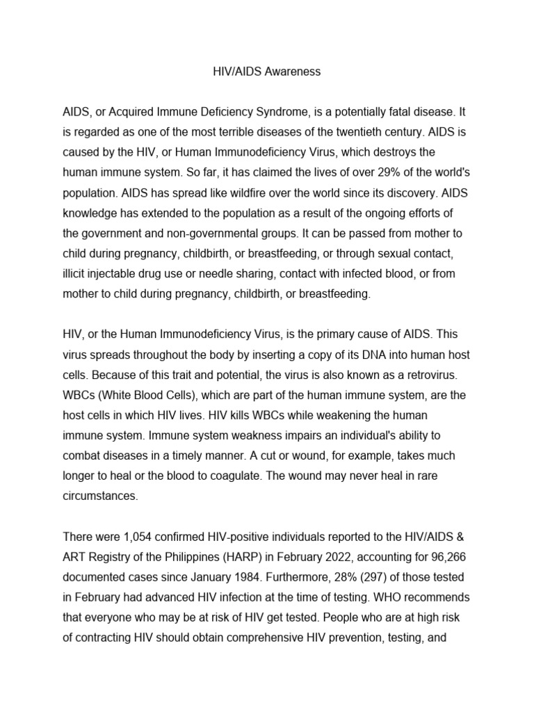 HIV/AIDS Awareness and Prevention Guide | PDF | Hiv/Aids | Management ...