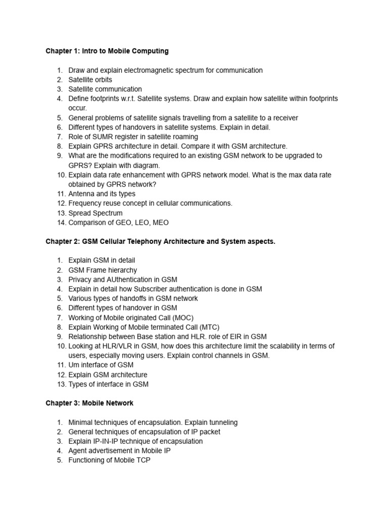 MCC Exam Overview and Key Topics | PDF | Gsm | Computer Network