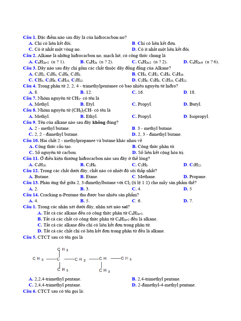 bài tập ankan | PDF