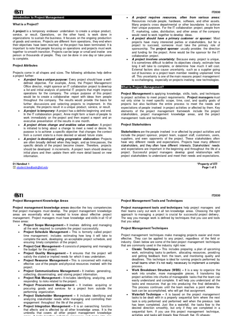01 Handout 1 | Download Free PDF | Project Management | Goal