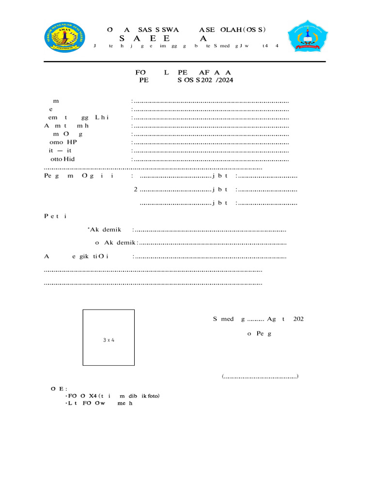 Formulir Pendaftaran OSIS (2023-2024) | PDF