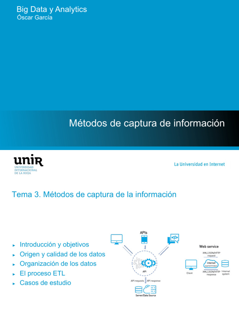 Big Data y Analytics - Tema 03 - Métodos de Captura de Información | PDF | Big Data | Almacén de ...