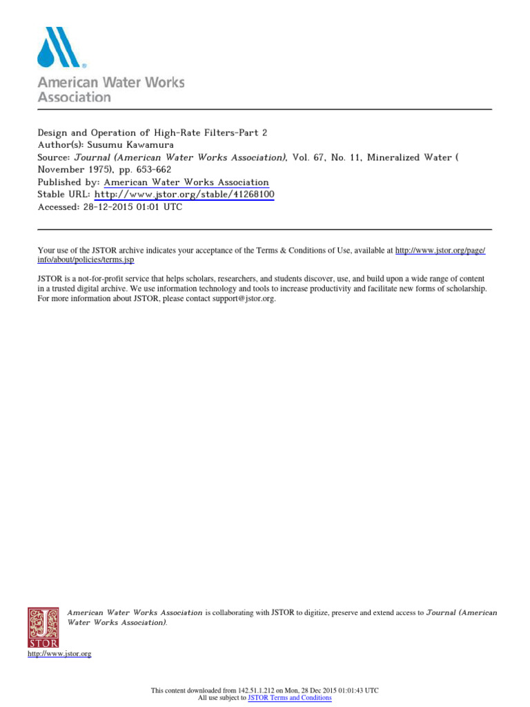 Design and Operation of High-Rate Filters-Part 2 | PDF | Physical ...