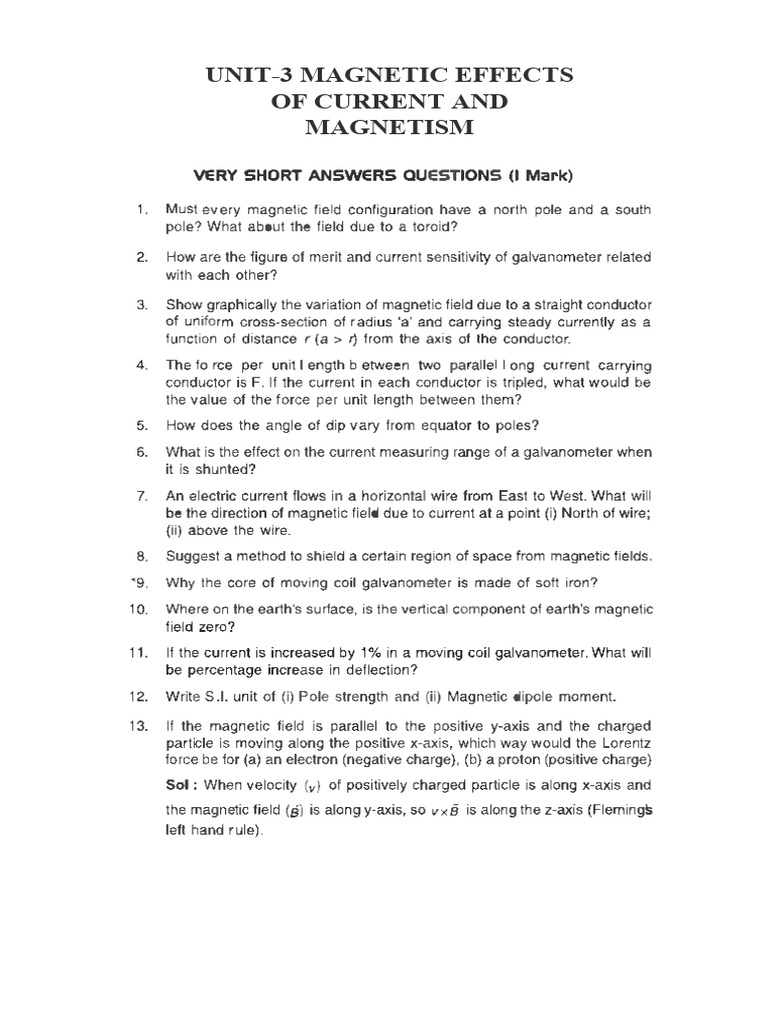 Class 12 Physics Chapter 3 | PDF | Magnetic Field | Magnetism