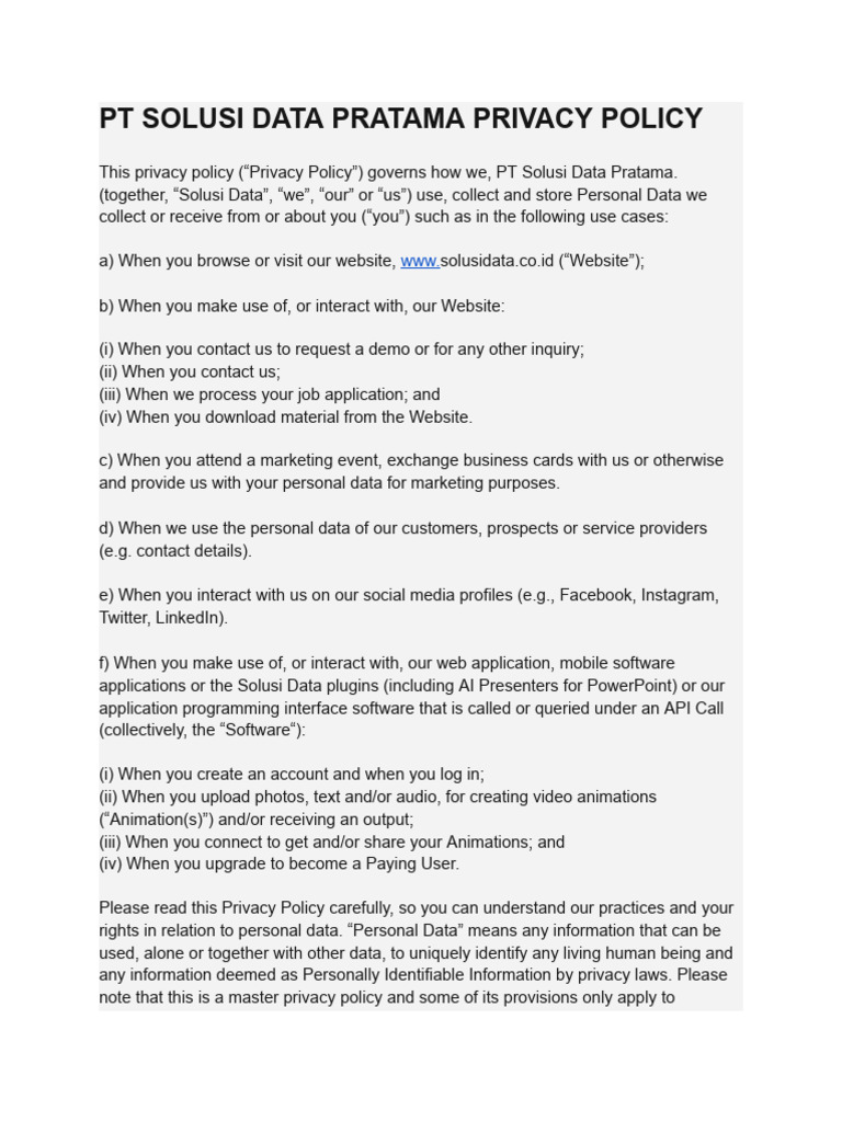 PT Solusi Data Pratama Privacy Policy | PDF | Computer Security | Security