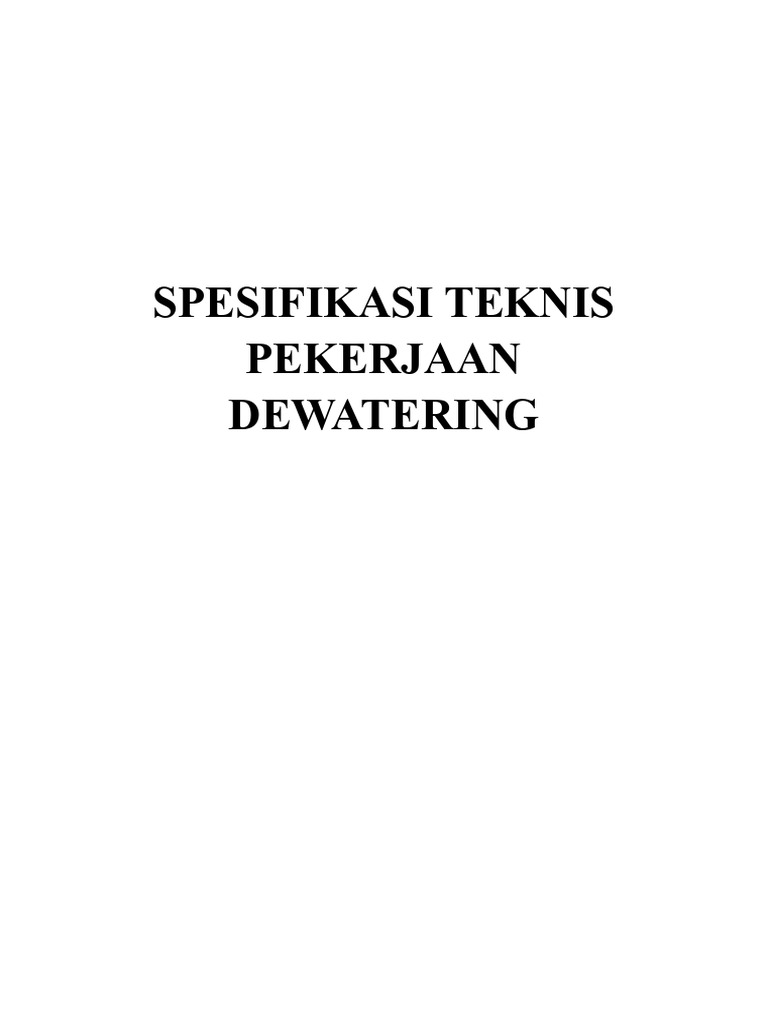 6 - Spesifikasi Teknis Pekerjaan Dewatering | PDF