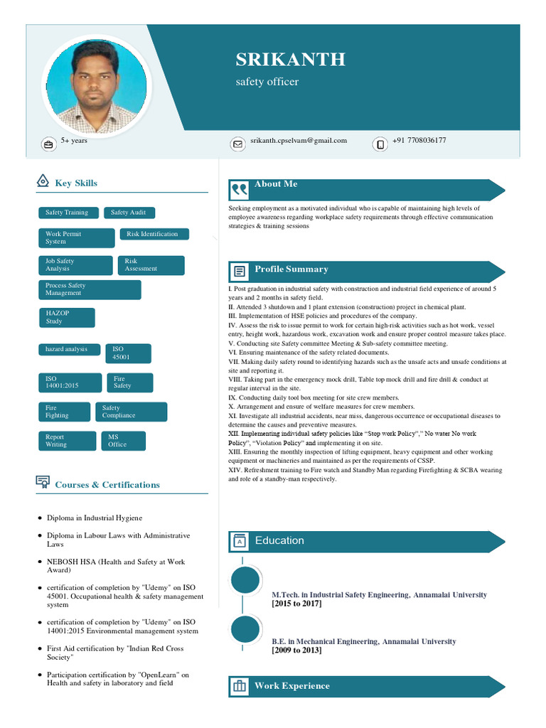 Resume SK 09mar | PDF | Occupational Safety And Health | Safety