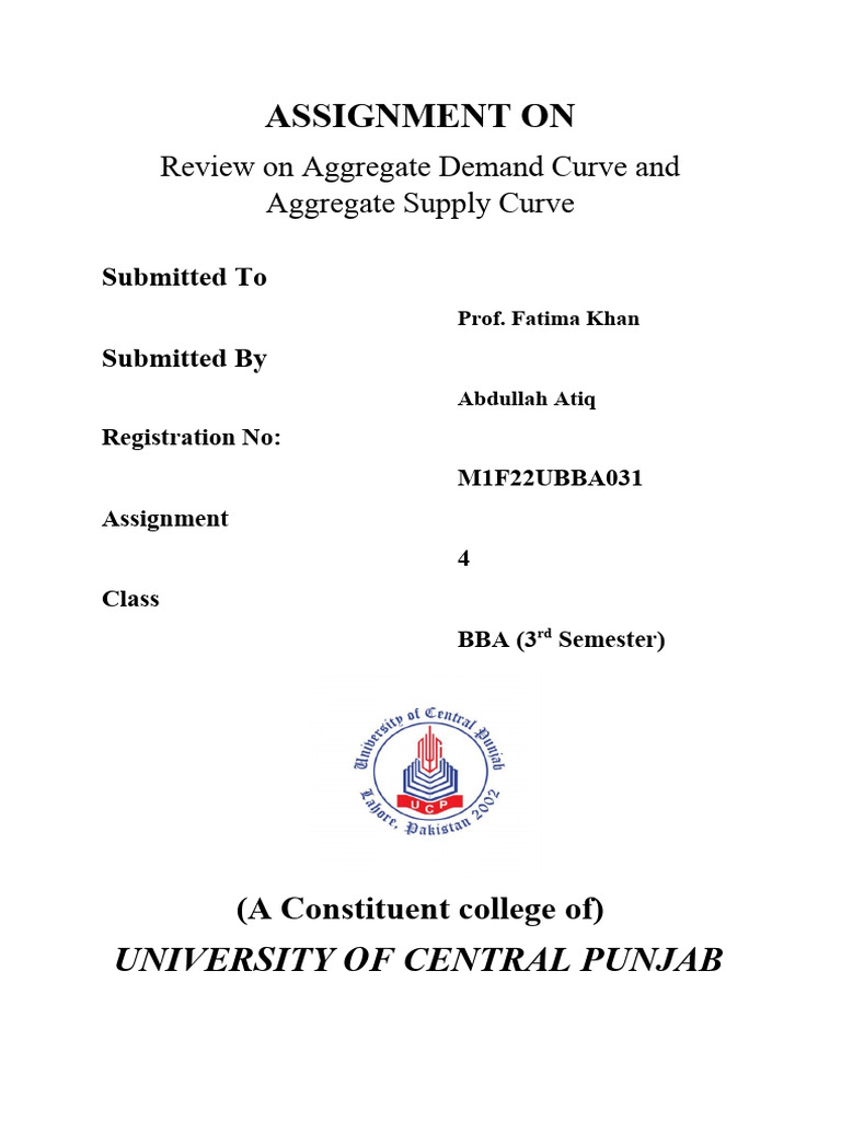 Macroeconomics Assignment 4 | PDF | Long Run And Short Run | Aggregate Demand