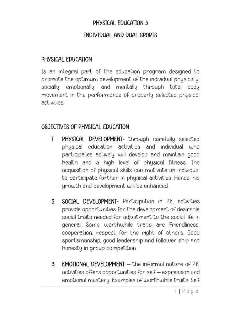 INDIVIDUAL AND DUAL SPORTS Reviewer | PDF