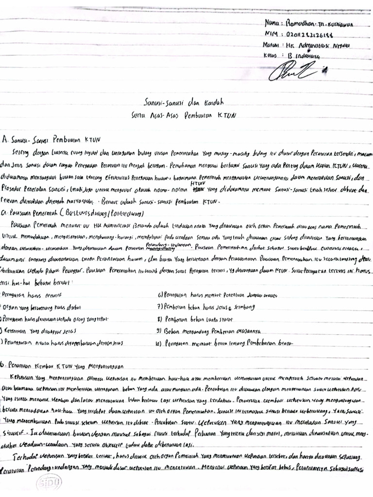 Ramadhan Tri Kurniawan - Resume HAN Sanksi-Sanksi Dan Kaidah Serta Asas-Asas Pembuatan KTUN | PDF