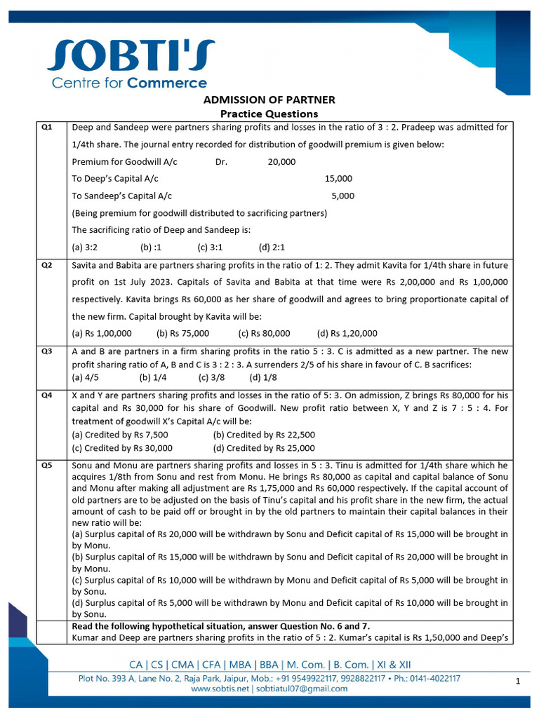 Admission of Partner | PDF