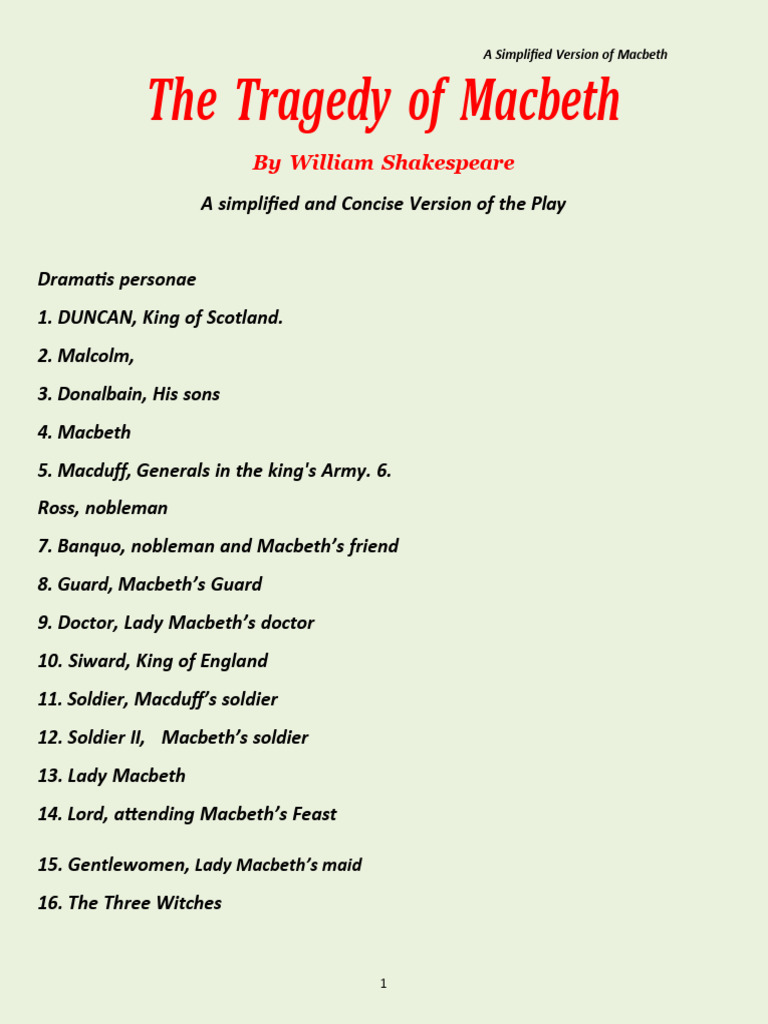 Macbeth (Unedited) | PDF | Macbeth | Shakespearean Tragedies