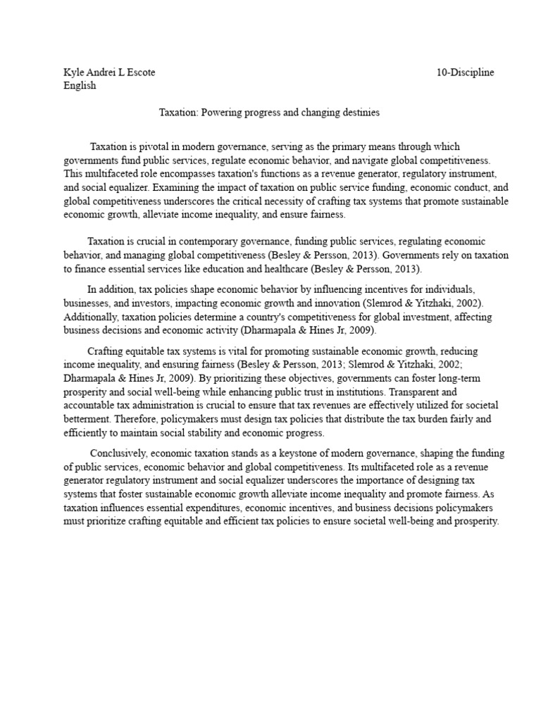 Economic Taxation Rephrased | PDF