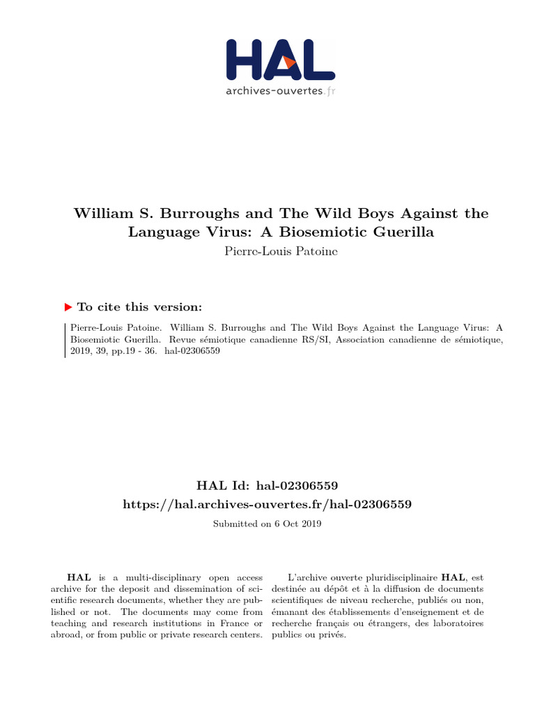 2019 - Patoine - WSB Biosemiotic guerillaCRISPR - Prebub | PDF