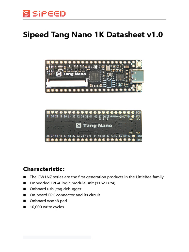 Sipeed Tang Nano 1K Datasheet EN V1.0 | PDF | Computer Architecture ...