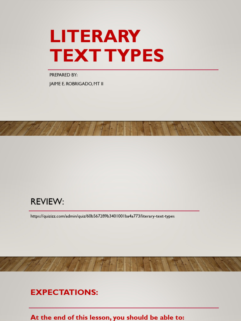 Literary Text Types | PDF | Narrative | Human Communication
