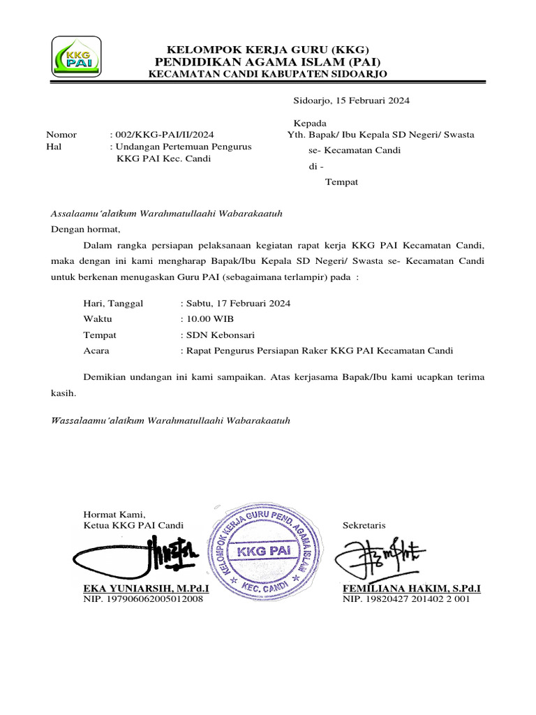 Undangan KKG Pai | PDF