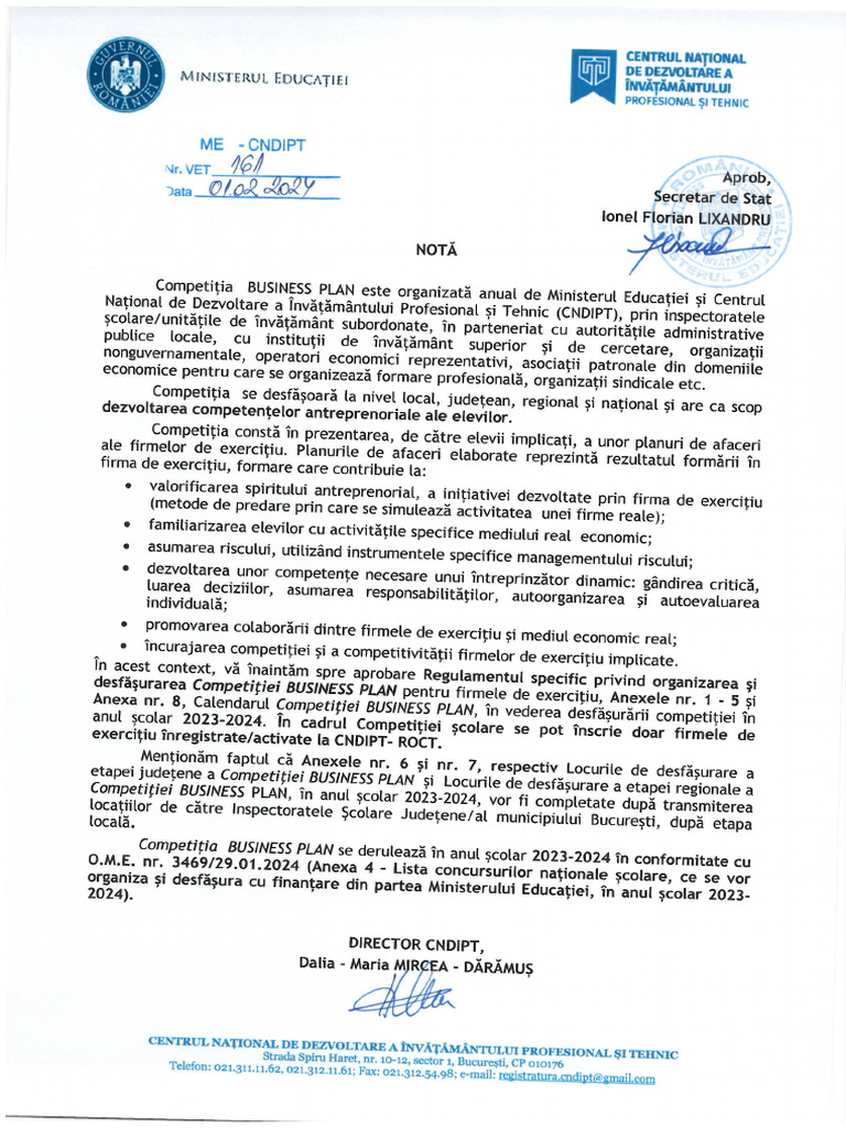 Competitia Business Plan 2023 2024 Regulament Anexe Calendar | PDF