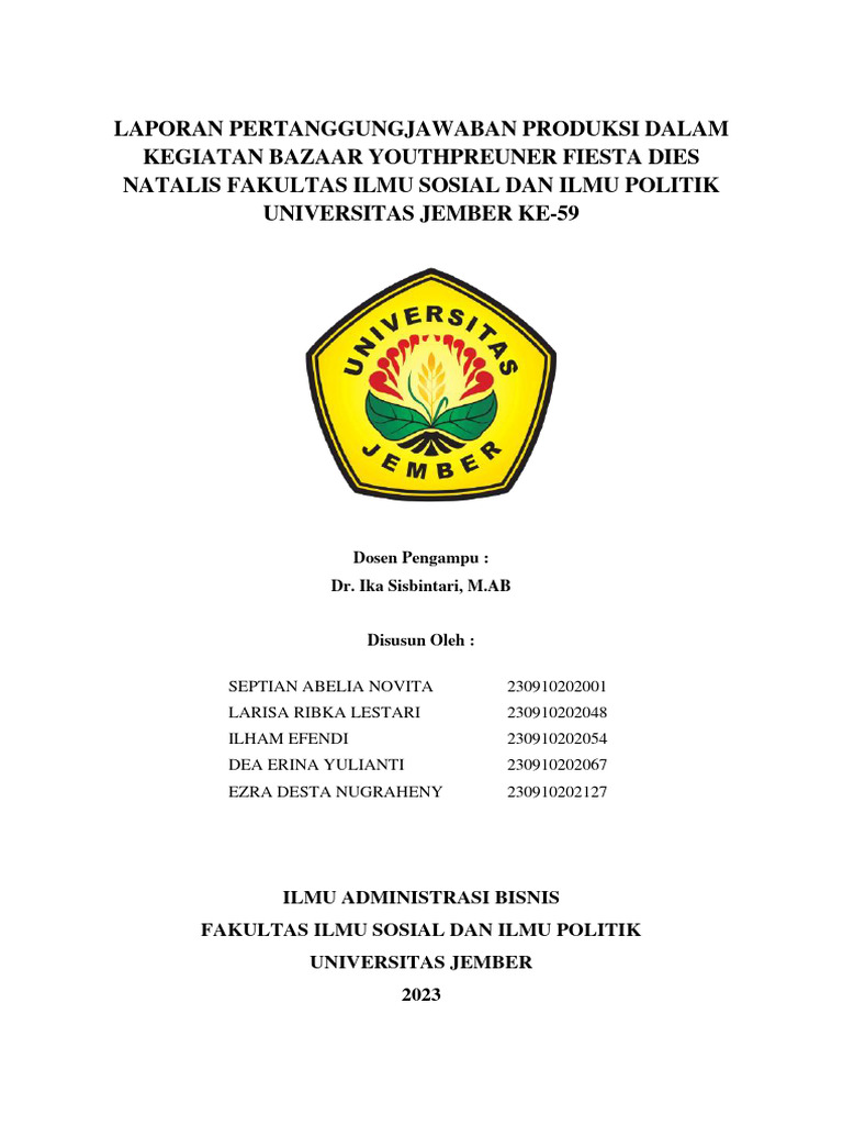 Kelompok 6 Laporan Pertanggung Jawaban Produk Patata Kriing Dan Pud ...