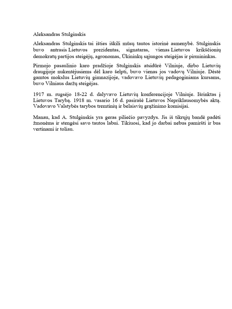 Aleksandras Stulginskis | PDF