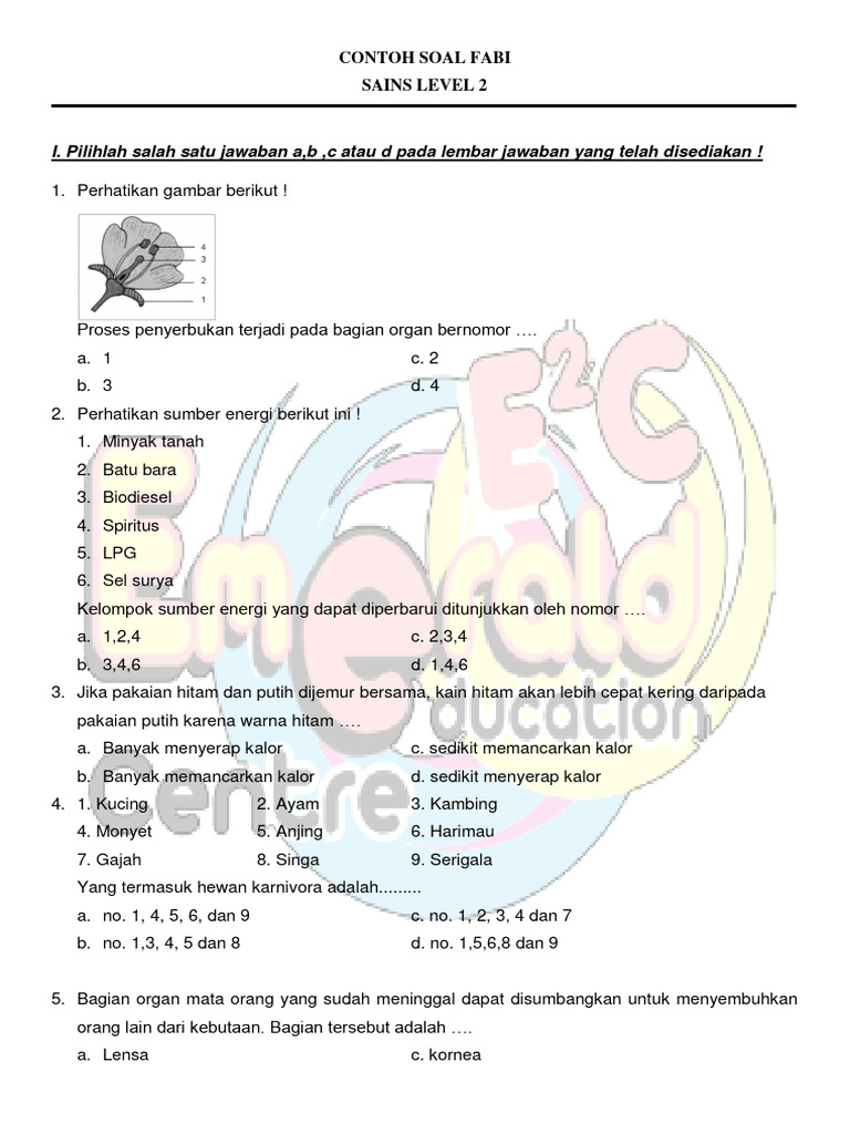 Soal Fabi Sains Level 2 SD | PDF