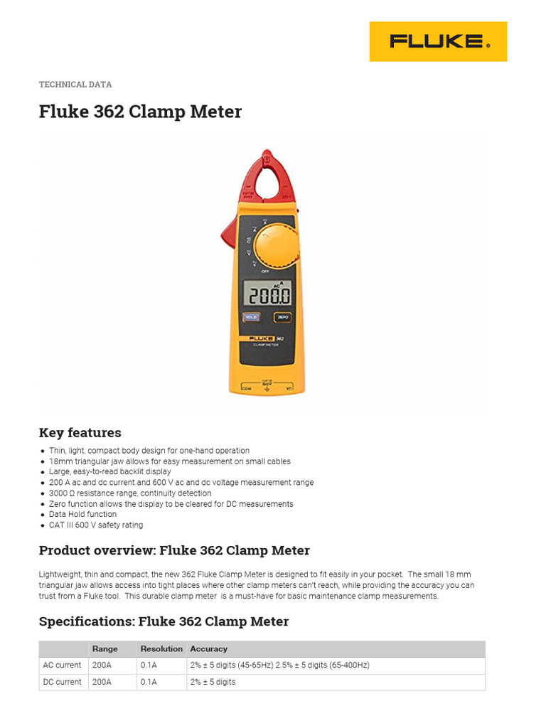 Fluke 362 Clamp Meter | PDF