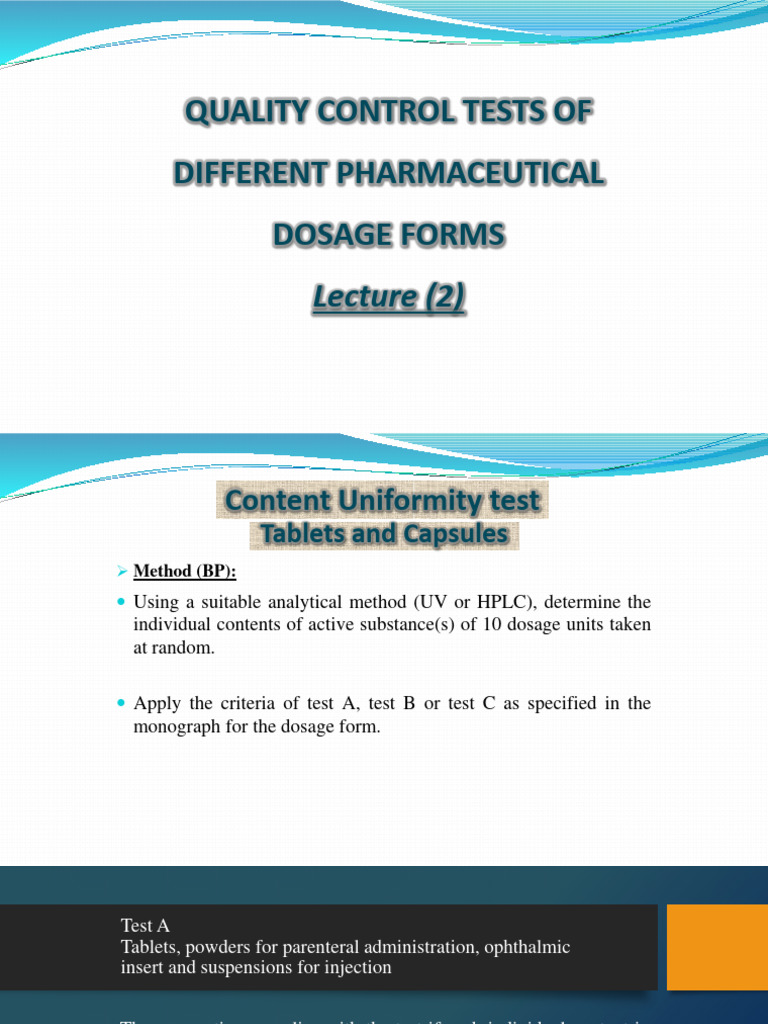 Dr. Shady Quality Control Lecture 2 - Compressed | Download Free PDF | Tablet (Pharmacy) | Pharmacy