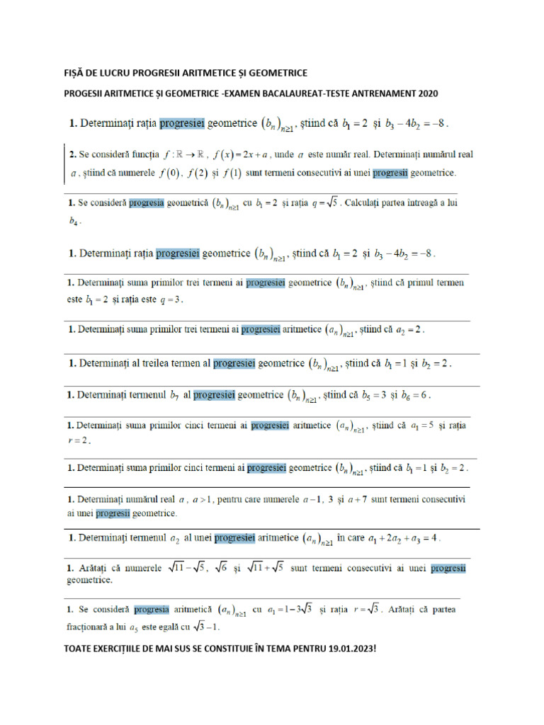Fisa Lucru Progresii 9 B 2023 | PDF