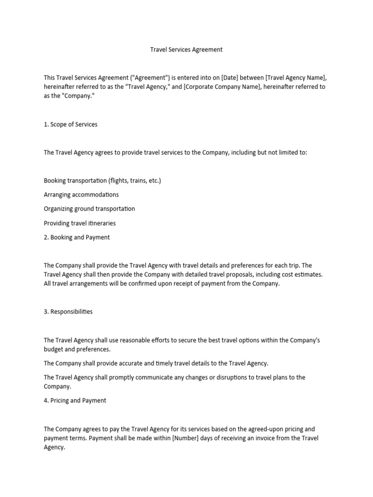 Corporate Travel Services Agreement | PDF