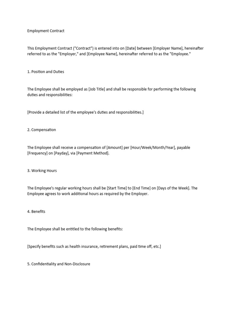 Employment Contract General Pdf Employment Private Law