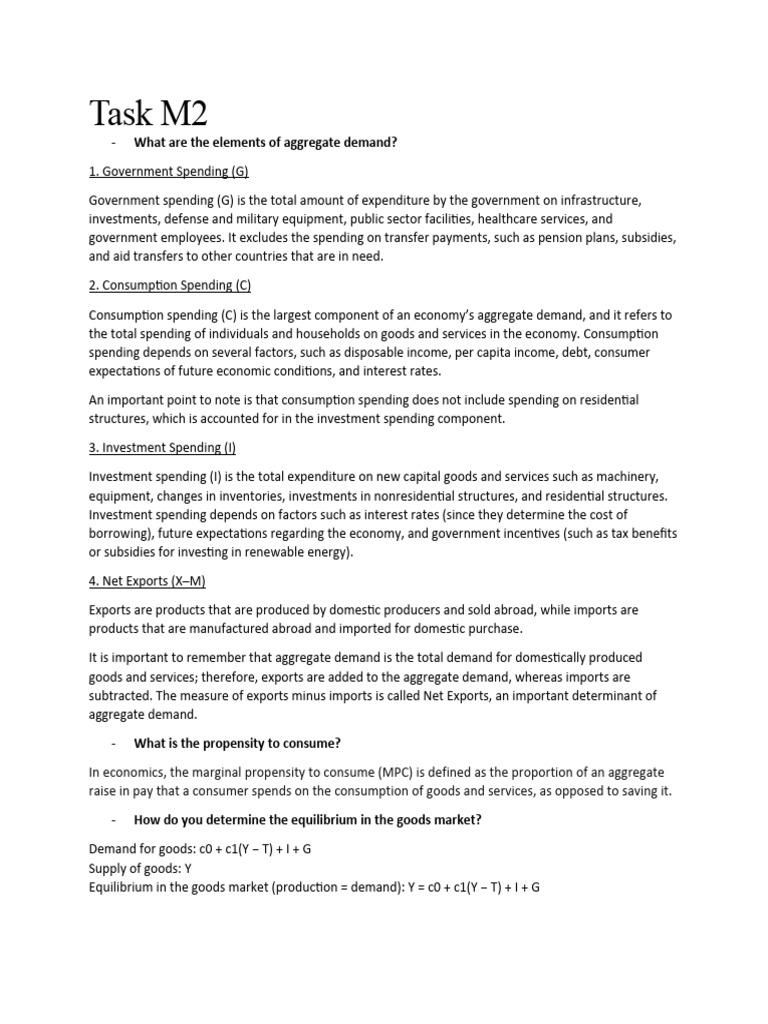 Task M2 | PDF | Consumption (Economics) | Multiplier (Economics)