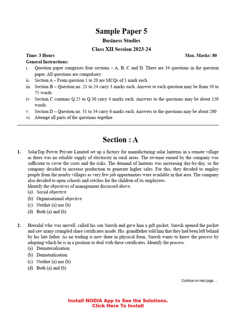 BS Sample Paper 5 Unsolved-1 | PDF | Human Resource Management | Option ...