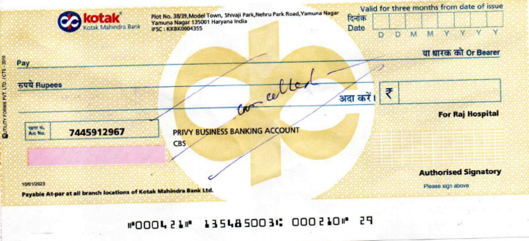 Raj Cancel Cheque | PDF