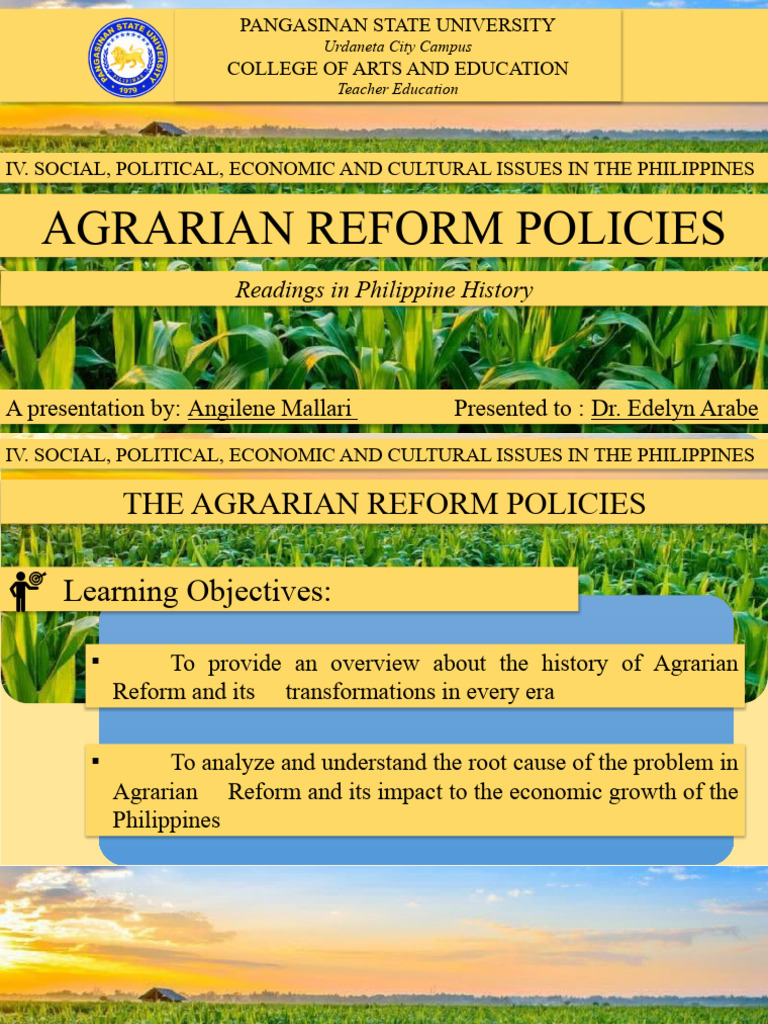 4.1.the Agrarian Reform Policies Angilenemallari RPH | PDF