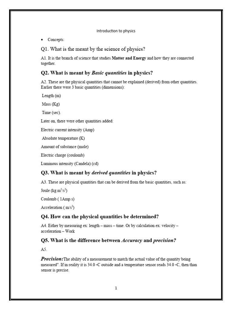 1 - Introduction To Physics | PDF