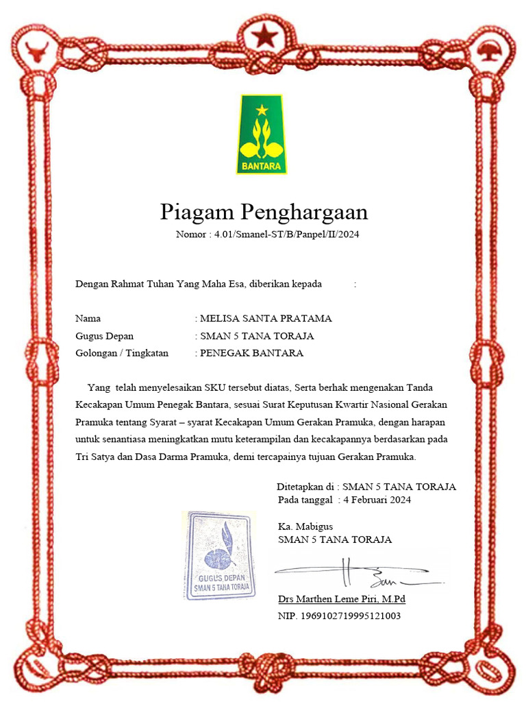 Sertifikat Bantara 2024 | PDF