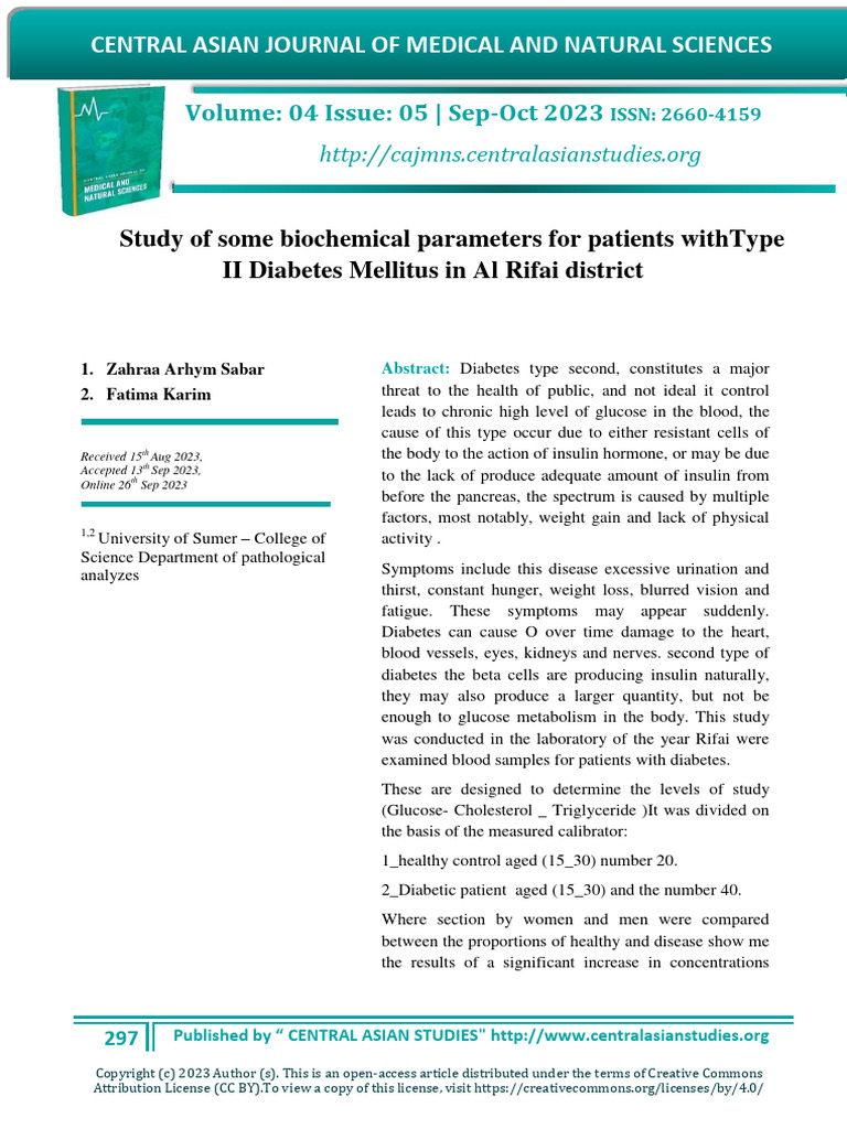 Study of Some Biochemical Parameters For Patients Withtype II Diabetes ...