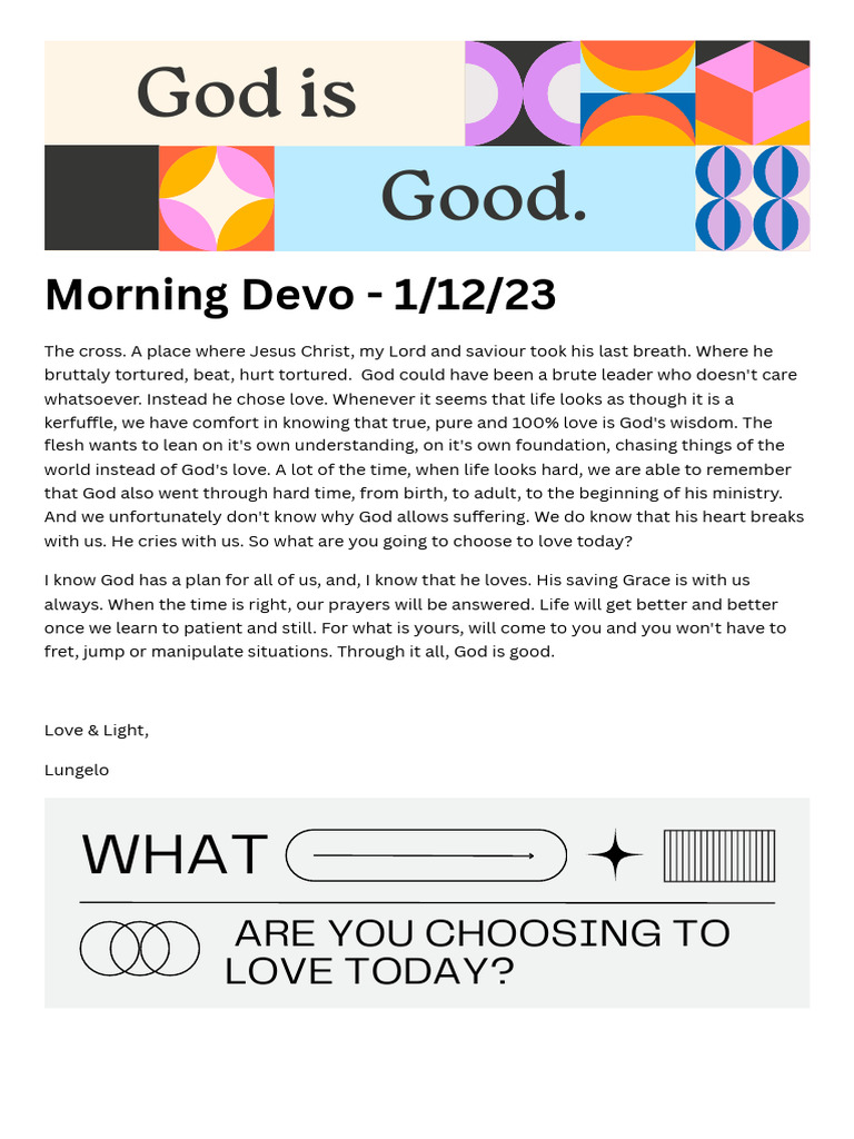 Morning Devo - 11223 | Download Free PDF | Jesus | God