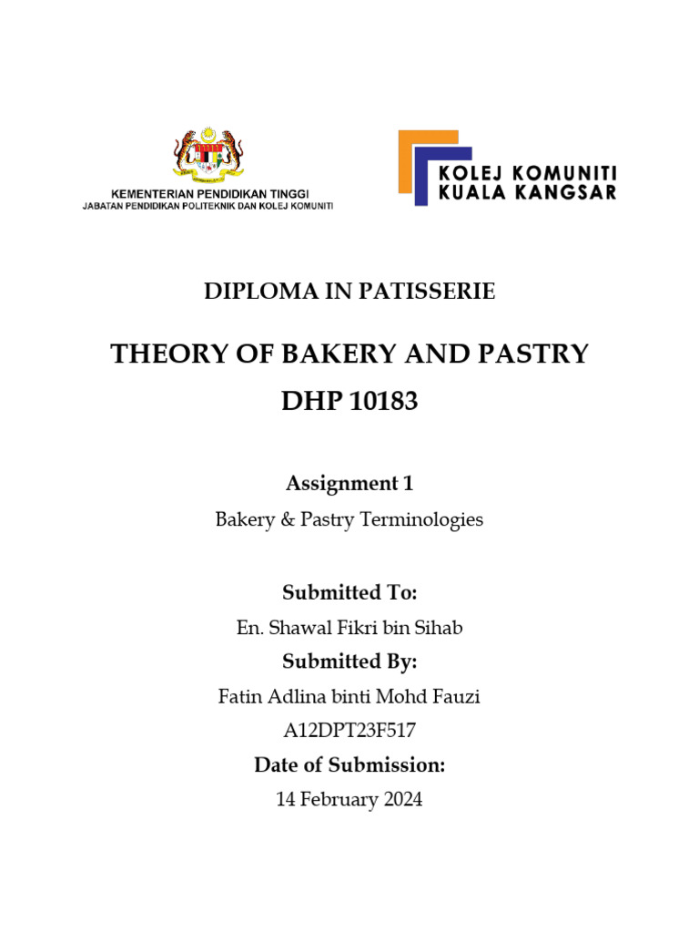 Bakery and Pastry Terminologies | PDF