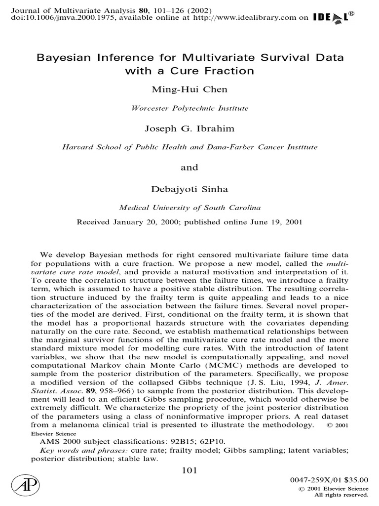 .Chen, M.-H., Ibrahim, J. G., & Sinha, D. (2002) - Bayesian Inference For Multivariate Survival ...