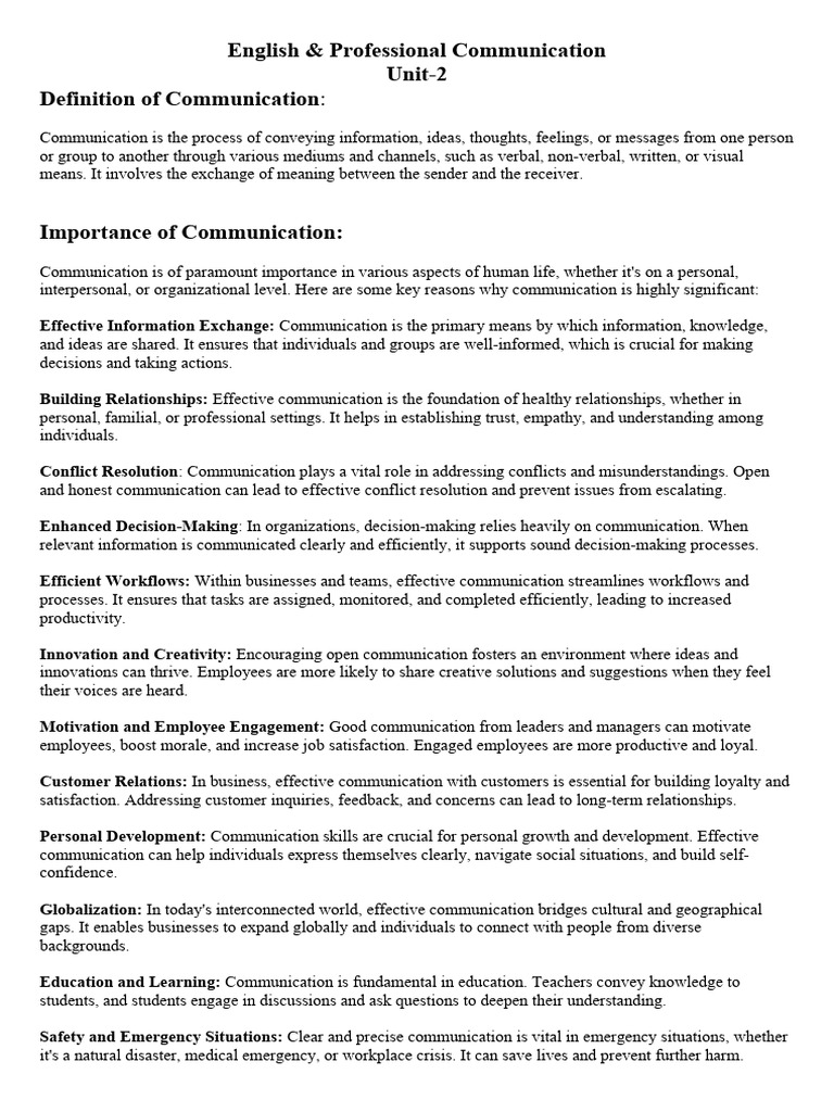 English & Professional Communication - Unit-2 | PDF