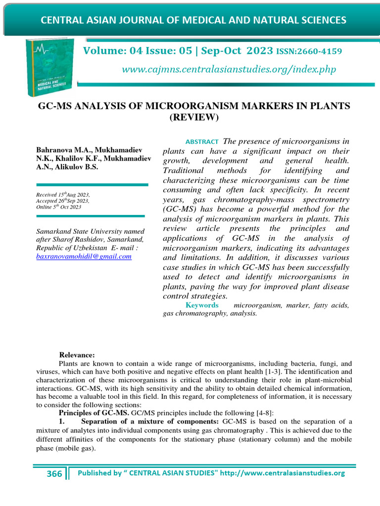 GC-MS Analysis of Microorganism Markers in Plants (Review) | Download ...