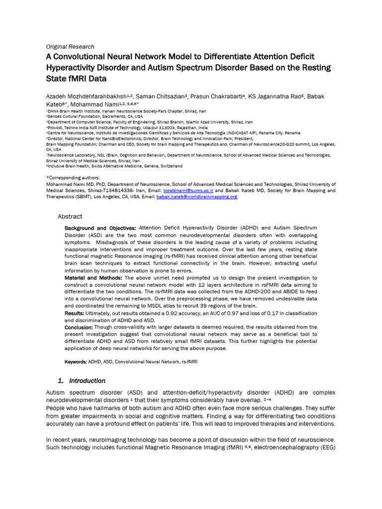 CNN Model ADHD ASD | PDF | Receiver Operating Characteristic ...