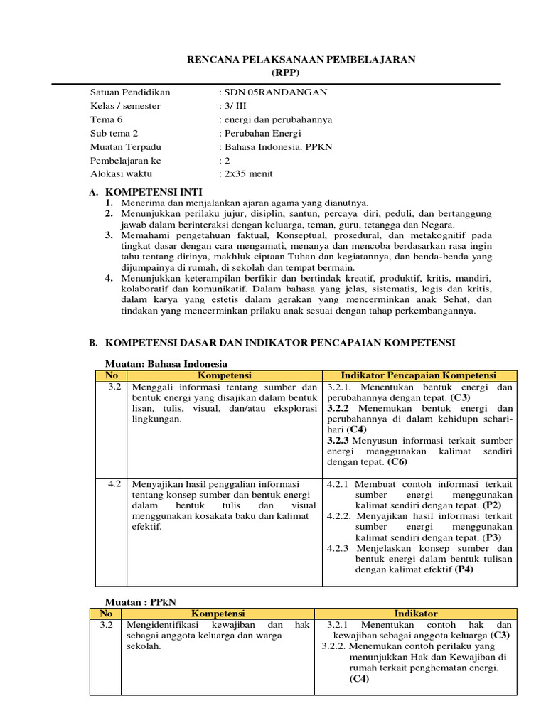 Rpp. Bahan Ajar - LKPD Kelas 3 | PDF